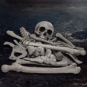 Halloween Skeleton Bones Realistic Looking Skulls Human Skeleton For Halloween Scary Graveyard Haunted House Lawn Yard Decorations(28 pieces）