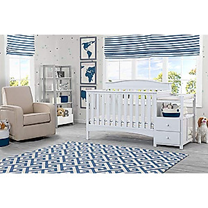 Delta Children Birkley Convertible Crib N Changer, Bianca White + Serta Perfect Slumber Dual Sided Recycled Fiber Core Crib and Toddler Mattress (Bundle)