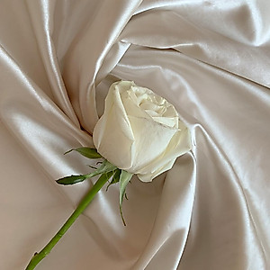 YJKIS 44" 100% Pure Silk Fabric Natural White Charmeuse Fabric by The Yard for Sewing Clothes DIY Crafts, Natural White