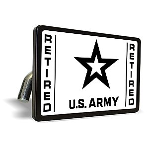 [Officially Licensed Product] - U.S. Army Retired Star Logo (w/b) - Premium Quality Anodized Billet Aluminum Laser Engraved UV Resistant Metal Trailer/Tow Hitch Cover for 2" Receivers, for Truck, Car