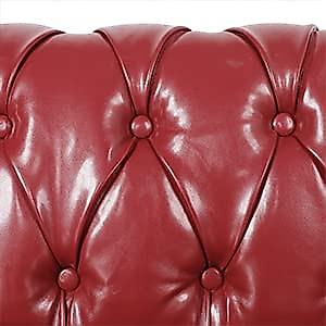 wirrytor Chesterfield Classic Sofa, Modern Leather 3 Seater Sofa, Upholstered Tufted Back Settee Couch with Rolled Arms Nailhead Trim for Living Room Bedroom(Burgundy)