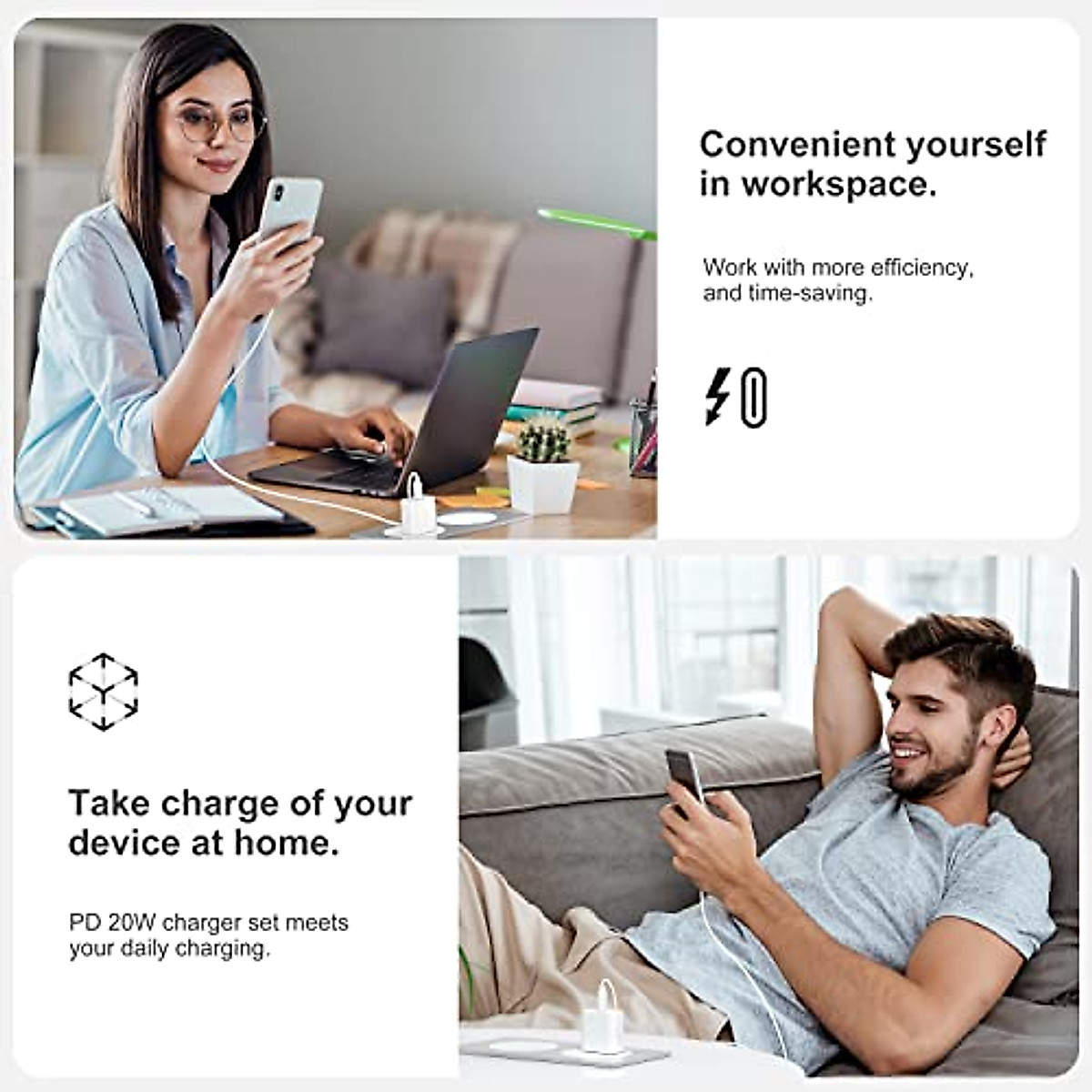 iPhone 14 13 12 11 Fast Charger - MFi Certified - 20W USB C Wall Charger with 6.6Ft USB C Cable Compatible with iPhone14/13 Min/13 Pro/13 Pro Max/12 11 Xs XR X SE 8 iPad Air&Mini AirPods