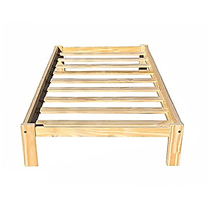 Alaska Wooden Platform Bed Solid Pine Wood Full XL Size Bed Unfinished with Wooden Slats Mattress Support/No Box Spring Needed/Suitable for Adults