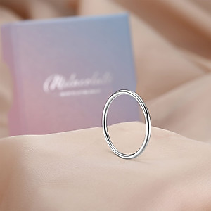 MILACOLATO 1mm Thin Ring 925 Sterling Silver Rings Stacking Knuckle Pinky Thumb Ring Size 7