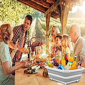 Acelane Collapsible Cutting Board, Foldable Chopping Board with Colander, Multifunctional Vegetable Washing Basket Silicone Dish Tub Storage Basin, for Home Sink Camping Hiking BBQ Picnic RV Travel