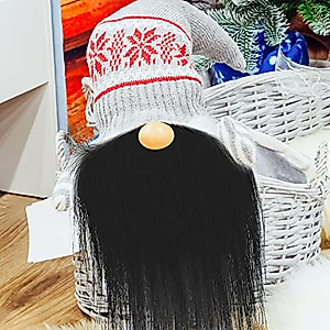 Juinte 12 Pcs Gnome Beards for Crafting Faux Fur Fabric Precut Gnomes Beards Handmade Dwarf Beard 20 Pcs Unfinished Wooden Balls for Xmas Decor