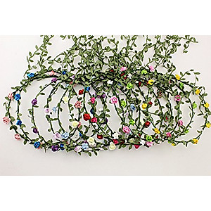 Supla 327 Ft Artificial Vines Fake Hanging Plants Leaves Ribbon Leaf Vine Trim Foliage Rattan DIY Wreath Foliage Green Leaves Ribbon Decorative Home Wall Garden Wedding Party Wreaths Decor