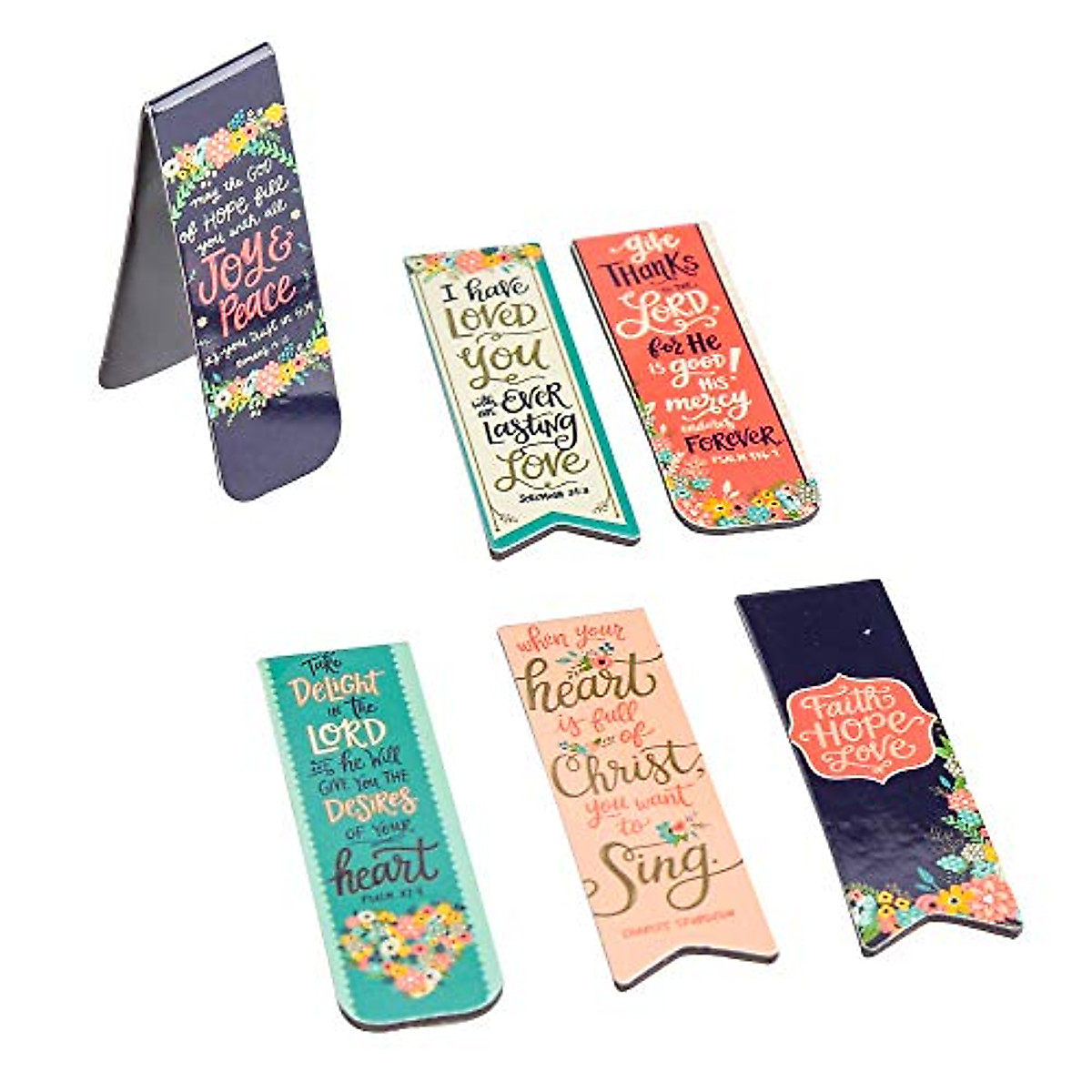Salt & Light, Flower Pattern Magnetic Bookmarks, 6 Bookmarks