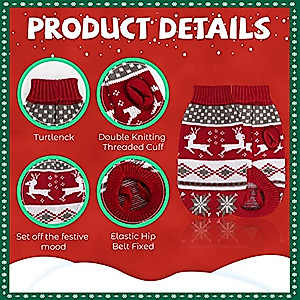 BWOGUE 2 Packs Cat Christmas Sweater Christmas Dog Sweaters Pet Cat Winter Knitwear Warm Clothes Pet Reindeer Snowflake Merry Christmas Pet Sweaters for Kittys and Small Dogs
