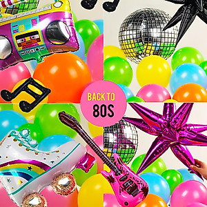 80S Music Theme Balloon Garland arch kit 160pcs with guitar disco ball musical note mylar balloon for back to 80s 90s disco Birthday party graduation prom decorations