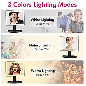 COSMIRROR Large Lighted Makeup Mirror, 14.5in x 9in, 88 LED Lights, 10X Magnification, Touch Sensor Dimming, 360 Rotation Tabletop Personal Beauty Light Up Mirror