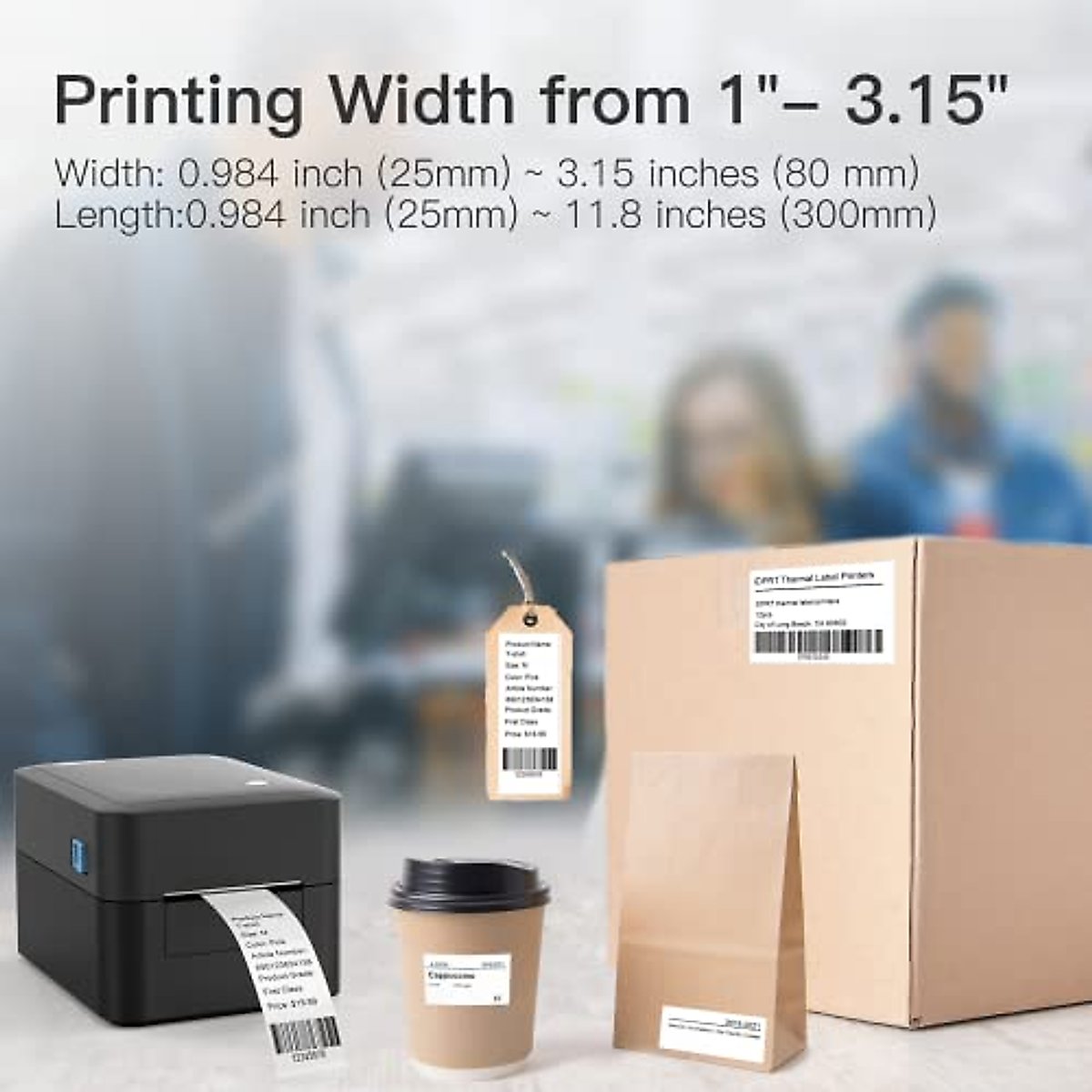 iDPRT Bluetooth Thermal Label Printer Super Quick Address Label Printer, 1"-3.15" Width Wireless Label Maker with APP for Barcode, Address, Mailing etc, Support Windows, Mac, iOS& Android