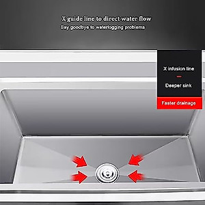 Commercial Kitchen Washing Sink Commercial Stainless Steel Utility Sink Freestanding Stainless Steel Sink with Drain Kit &Faucet for Restaurant, Laundry, Garage(47.2 * 27.5 * 30.5in)