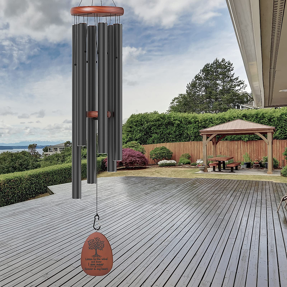 Sympathy Wind Chimes Outdoor Deep Tone,41 inch Large Memorial Wind Chimes for Loss of Loved One,Ideal Memorial Gift/Bereavement Gift/Sympathy Gift for Condolence and Funeral (Black)