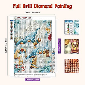 NAIMOER Christmas Diamond Art Kits for Adults, 5D Gnomes Diamond Art Kits Winter, DIY Full Drill Winter Snow Diamond Art Christmas Diamond Art for Home Decor 30x40cm