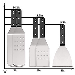 HaSteeL Griddle Grill Accessories 16PCS, Metal Spatula Stainless Steel with Carrying Bag, Professional BBQ Griddle Tools Kit for All Your Grilling Needs - Teppanyaki Flat Top Cooking and Camping