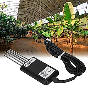 POCREATION RS485 5Pin Soil Sensor, PH NPK Temperature Tester, Humidity EC Sensor, Conductivity Detector Tester, Plastic+Steel+ for Watersaving Irrigation