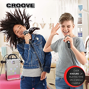 Croove Karaoke Machine for Kids - Kids Karaoke Machine for Girls and Boys with 2 Microphones – Bluetooth, AUX, USB Connectivity and Flashing Disco Lights in Singing Machine