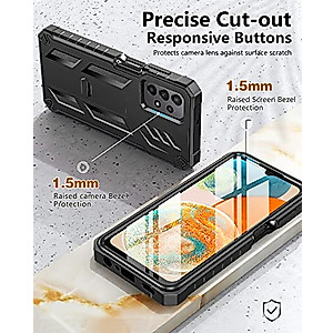FNTCASE for Samsung Galaxy A23 5G Case: Heavy Duty Rugged Military Grade Shockproof TPU Full Protective Shell with Kickstand Durable A23 4G LTE Phonecase Cell Phone Cover Black