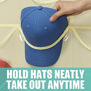 Hat Rack for Baseball Caps 27 Pockets Hat Organizer Hanging Over The Door Hat Storage Organizer for Closet Wall With Clear Pockets & 3 Hooks Caps Hat Holder Hanger for Baseball & Sport Caps,Cowboy Hat