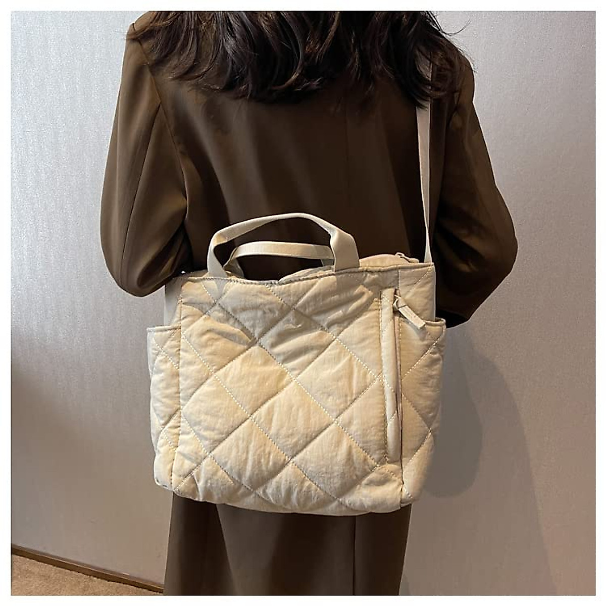 Tote Bag Large Handbag Shoulder Bag Cotton Down Hobo Bag Handbag Chic Crossbody Retro Bag