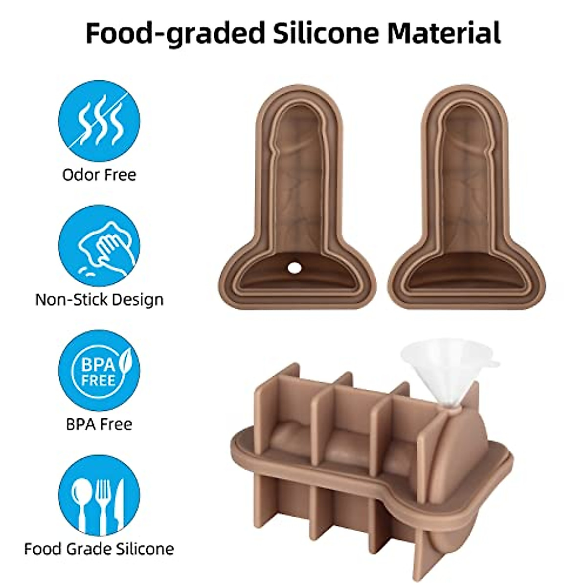 Tcamp 3 Pack Prank Silicone Ice Cube Trays for Bachelorette Party, Funny Ice Cube Molds for Chilling Cocktails Whiskey Tea Drinks, Christmas Gifts (Coffee, Red, Blue)