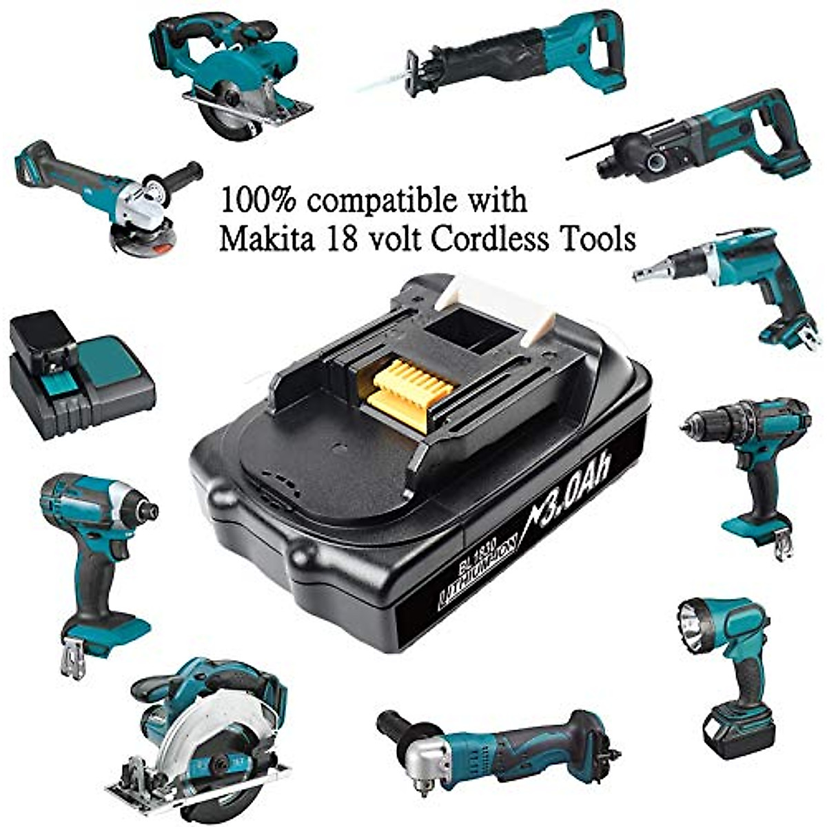 Powtree BL1815 18V 3.0Ah LXT Lithium-ion Replacement Battery for Makita BL1815 BL1830 BL1860 BL1850 BL1840 BL1850B-2 BL1845 BL1815 BL1820 BL1860B Cordless Power Tools Series