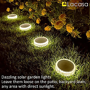 Lacasa Solar Deck Lights, 4 Pack 30LM Outdoor Solar Powered Step Lights, LED Dock Lights Natural White 4000K Light up All Night IP68 Waterproof Auto ON/Off for Garden Stairs Driveway Pathway Lighting
