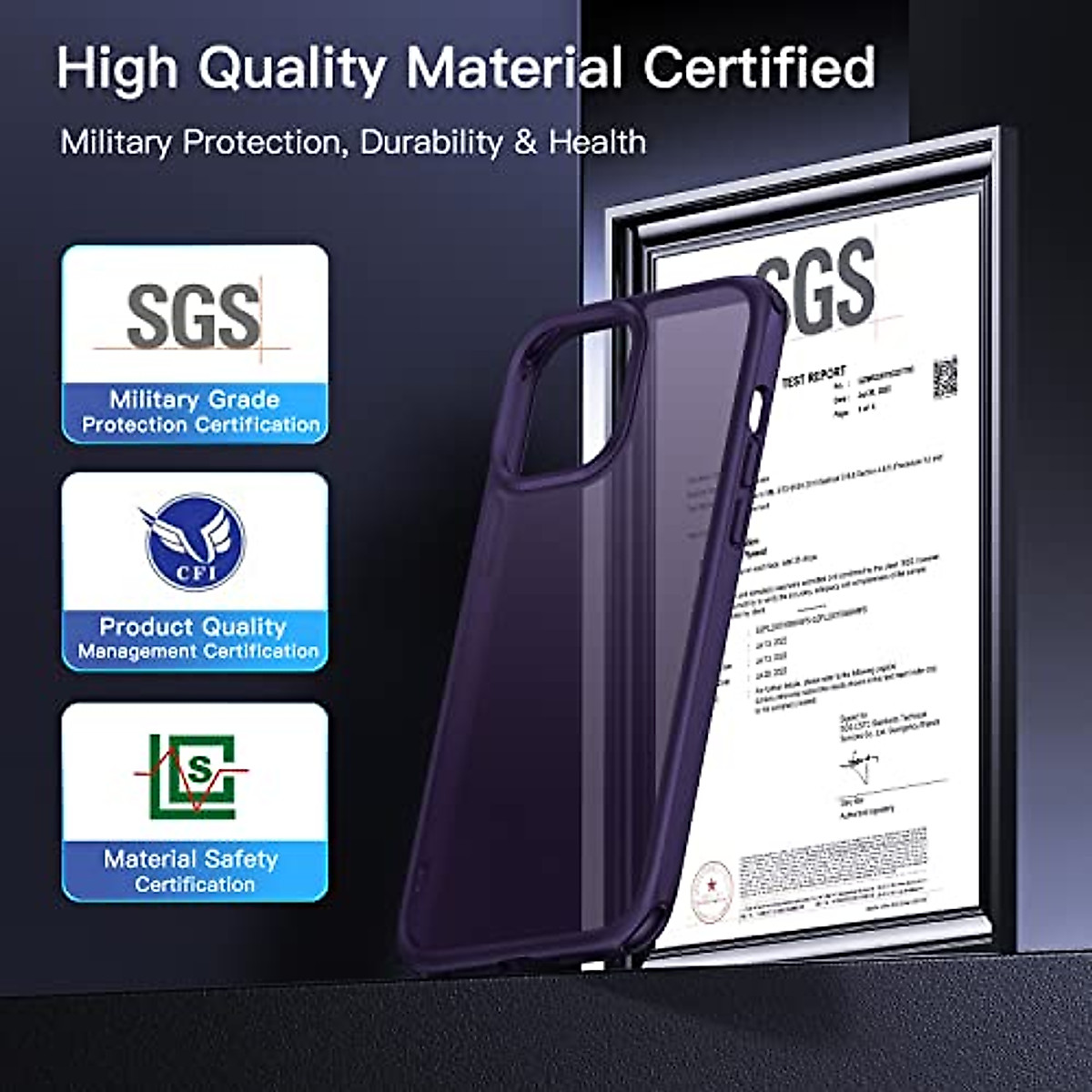 Alphex 8 Colors for iPhone 14 Pro Max Case, 12FT Military Grade Drop Protection, Silky & Non-Greasy Feel, Pocket Friendly, Thin Slim Phone Cover for Men Women 6.7 Inch - Deep Purple