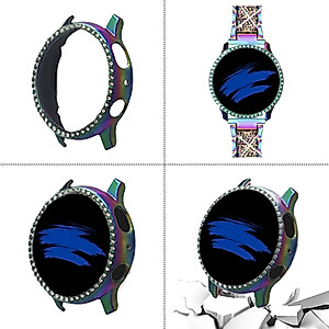 Mosonio Compatible with Samsung Galaxy Watch FE 2024 40mm/ Galaxy Watch 5 Band / Samsung Galaxy Watch 4 Band , 20 mm Black Bling Galaxy Watch Band with 40 mm Cover Case, Jewelry Metal Wristband for Women（Colorful,40 mm）