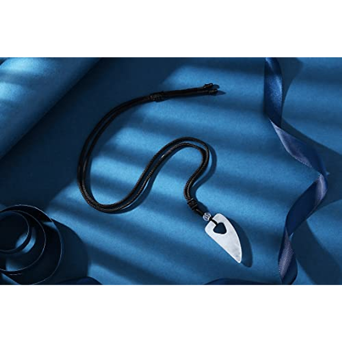 MAIBAOTA Necklaces for Men Adjustable Black Rope Necklace Clear Quartz Crystal Stone Pendant Necklace Men's Jewelry