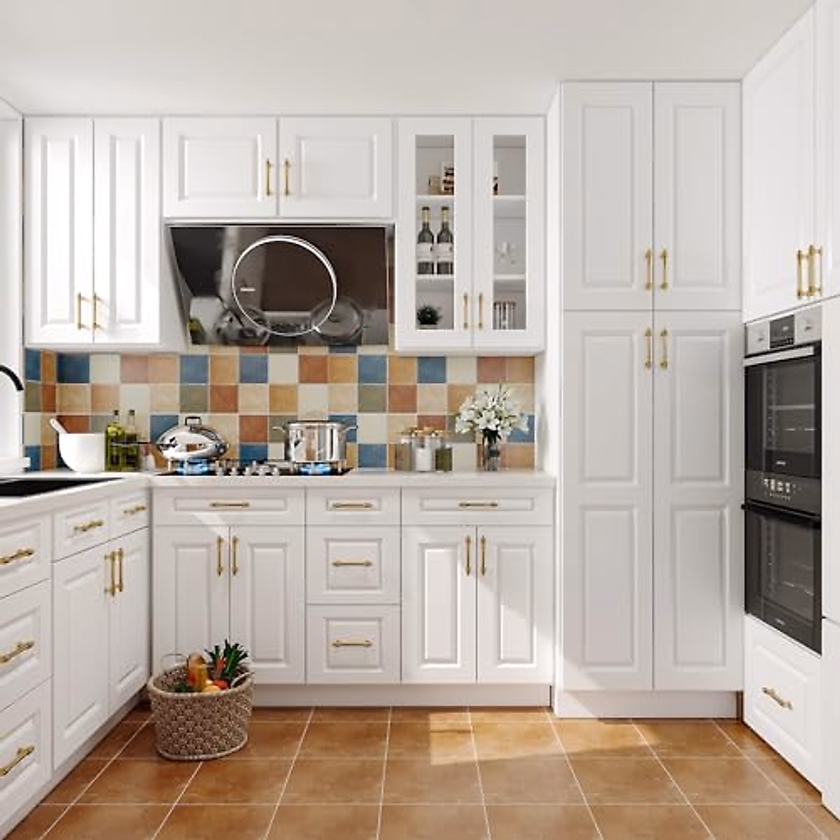 ROOMTEC 60" Assembled Double Sink Bathroom Vanity Base Cabinet with Drawers and Soft-Close Doors, Large Capacity Storage for Laundry, Kitchen, Shower & Utility Rooms