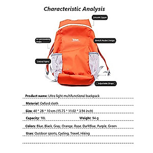 BONVEN Lightweight Backpack Foldable Backpack Ultra Lightweight Packable Rucksack Casual Small Daypack for Hiking Camping Travel Outdoor Sport