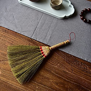 MXY Handmade Broom Soft Mini with Solid Wood Handle Retro Nature No Static Electricity Sweeping Broom Sofa, Car, Corner and More About 13 Inches Length