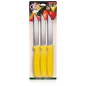 Alfi All-Purpose Knives Aerospace Precision Pointed Tip - Home And Kitchen Supplies - Serrated Steak Knives Set | Made in USA (Multicolor)