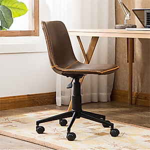 Roundhill Furniture Cesena Faux Leather 360 Swivel Air Lift Office Chair, Brown