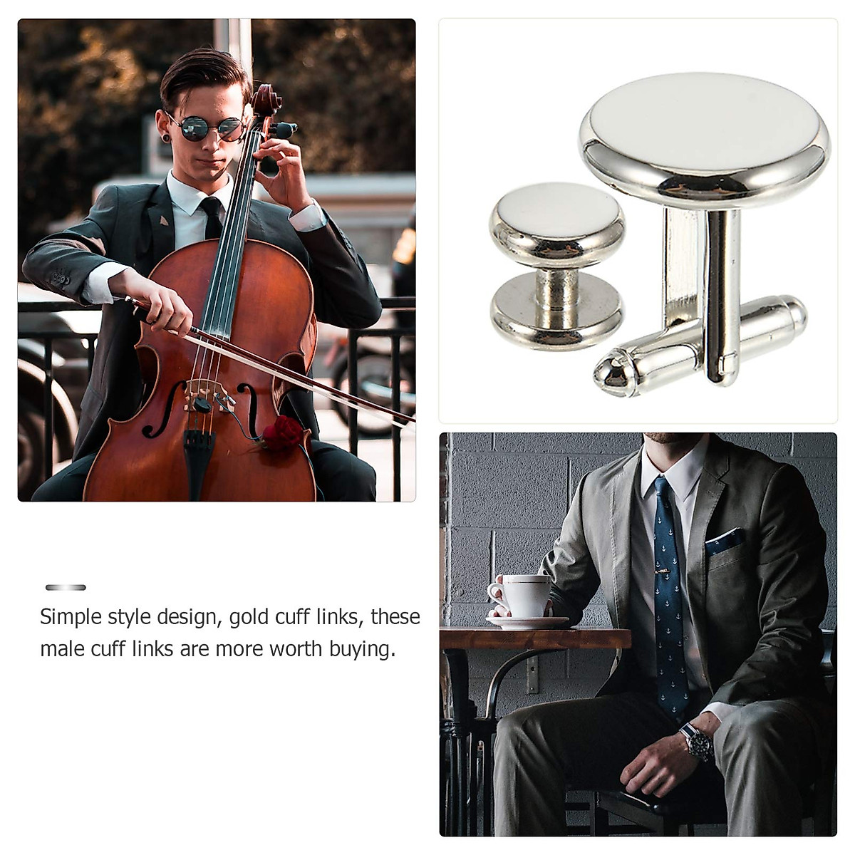 KESYOO 8Pcs Cufflinks for Men Classic French Cufflinks and Studs Set White for Men Tuxedo Business Wedding Shirts