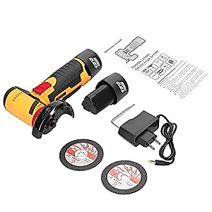 Angle Grinder, Geevorks Mini Angle Grinder 12V 19500RPM, Electric Grinding Tool for Cutting Polishing Ceramic Tile Wood Stone Steel, with 2 Cutting Disc/2PCS 1200mAh Battery