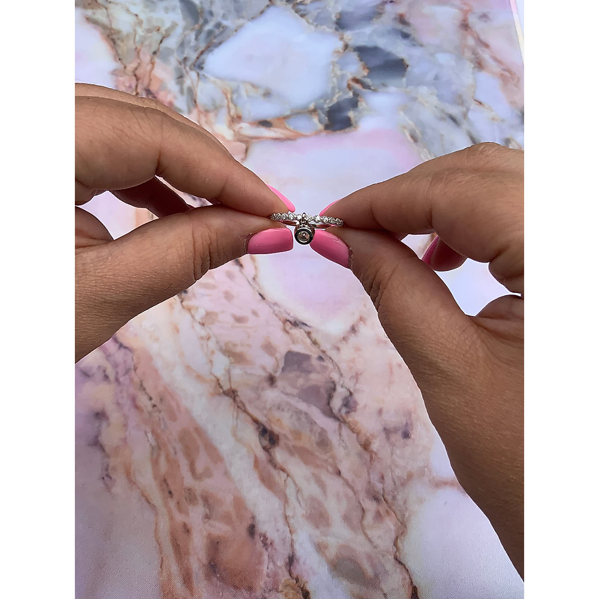 SILVERCLOSEOUT Rhodium Plated Sterling Silver Womens Thin Stackable Cz Cubic Zirconia Dangling Charm Ring - Size 11