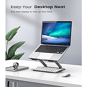 Orlian Laptop Stand Adjustable Computer Stand Sturdy Aluminum Laptop Stand for Desk Foldable Laptop Holder Portable Laptop Riser for 11–17-inch Laptop Notebook Tablet and More