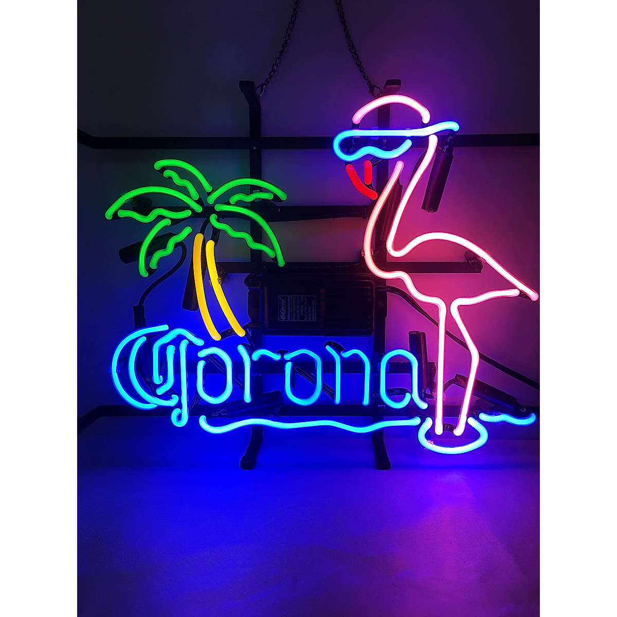 Neon Signs Corona Flamingo Palm Tree Beer Bar Bistro Real Glass Man Cave Custom Neon Sign Wall Decor