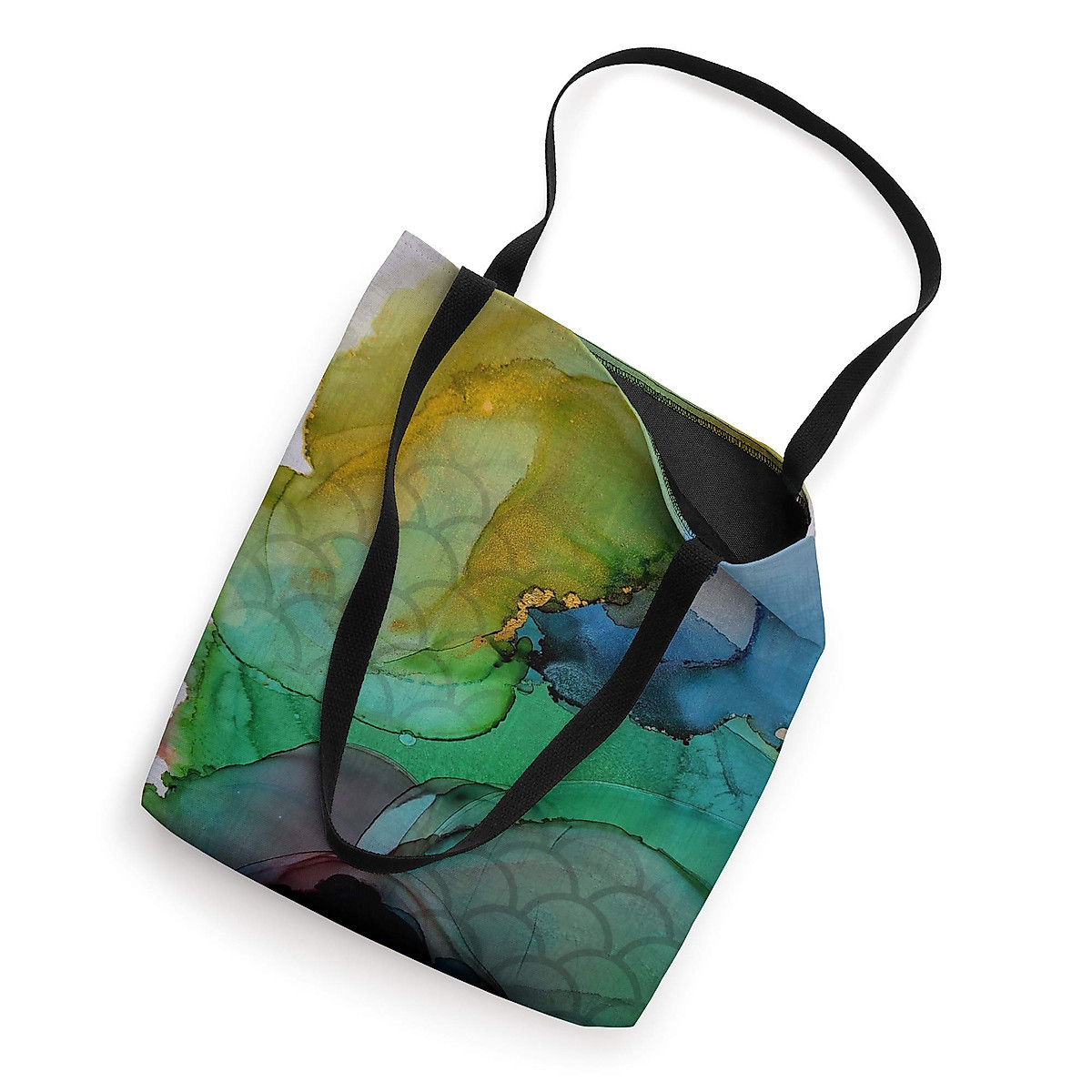 Modern Art Alcohol Ink Painting - Distressed Mermaid Pattern Tote Bag