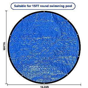 DECOHS 15ft Dust Pool Cover Protector-Solar Cover for Round Frame Pools-Pool Cover for Round Inflatable-Pool Cover Protector Heat Retaining Blanket (15FT)
