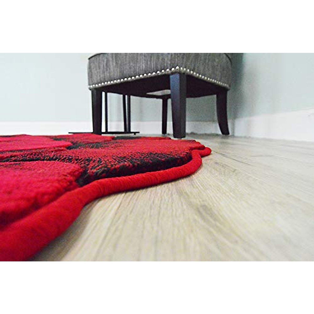 Flowers 3D Effect Hand Carved Thick Artistic Floral Flower Rose Botanical Shape Area Rug Design 304 Red 2'7''x2'7'' Round