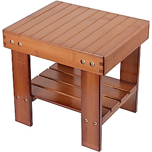 ZEONHAK 2 Pack 11 x 9 x 10 Inches Bamboo Step Stool, Bamboo Foot Stool, Bamboo Small Seat Stool for Garden, Living Room, Kitchen, Bathroom, Bedroom