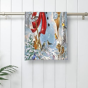 Groamaup Winter Birds Snowman Christmas Snow Soft Hand Towels Bath Fingertip Towel Decorative Multipurpose for Home Kitchen Swim Spa 12 X 27.5 Inches