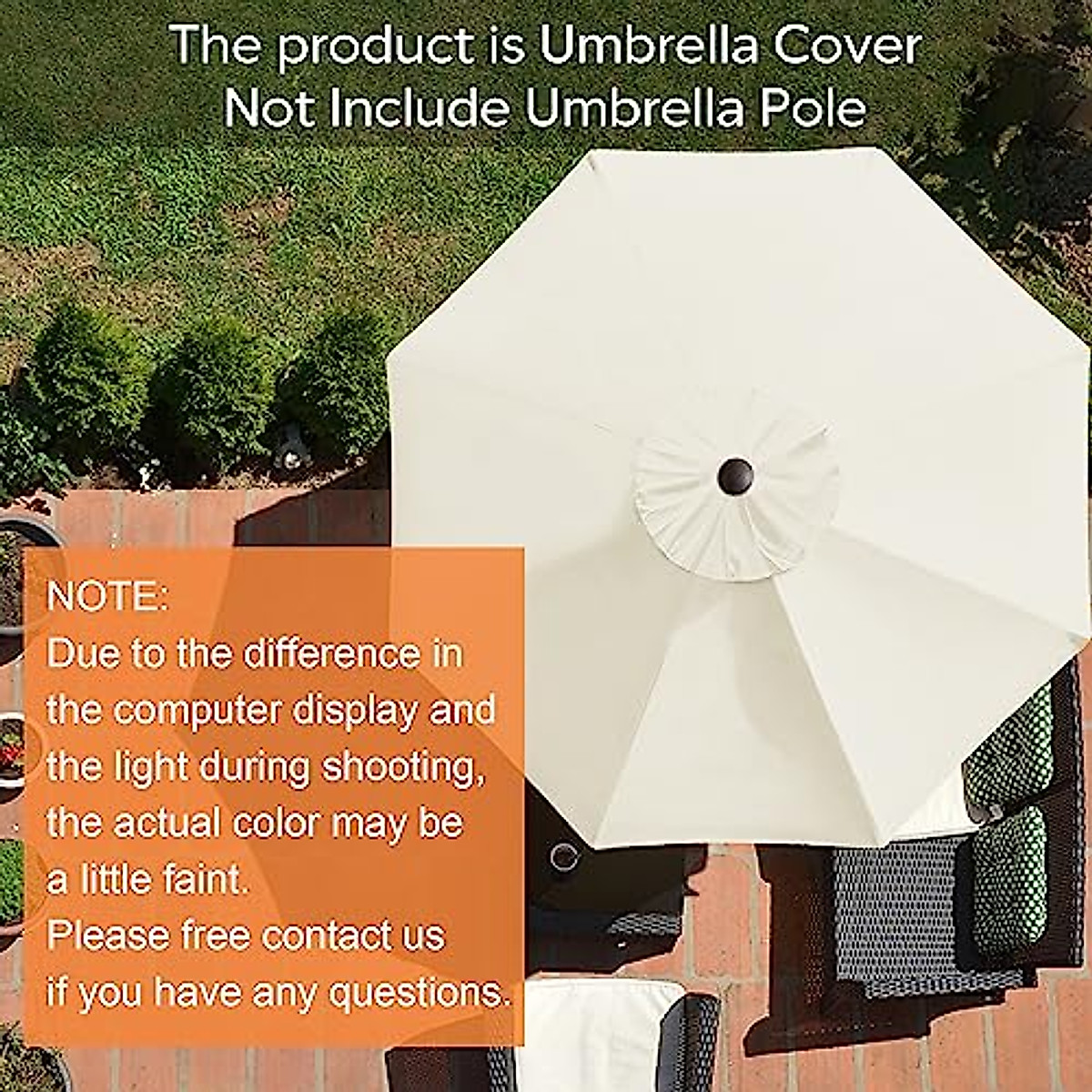 EliteShade 9ft Patio Umbrella Market Table Outdoor Deck Umbrella Replacement Canopy Cover(Canopy Only)(White-35)