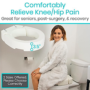 Vive Toilet Seat Riser - Raised Elevated Handle (Easy Clean) for Seniors, Elderly, Handicapped - Medical Handicap Bathroom Safety Recovery Height Chair Cushion Bowl Cover, Tall High Portable Extender