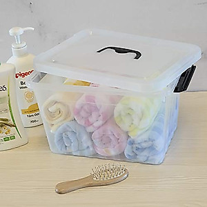 Anbers 12 Quart Clear Plastic Bin with Lid, Latching Box with Handle, Set of 1