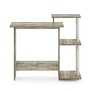 Furinno Efficient Home Laptop Notebook Computer Desk with Square Shelves, Sonoma Oak/White